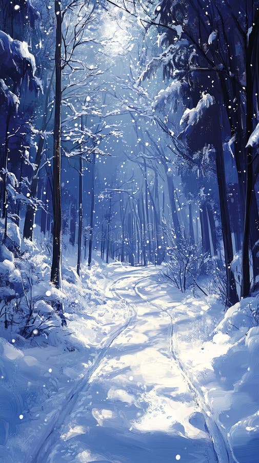 Snowy Path Winding through a Forest in Winter. Stock Photo - Image of pine, outdoor: 391591424