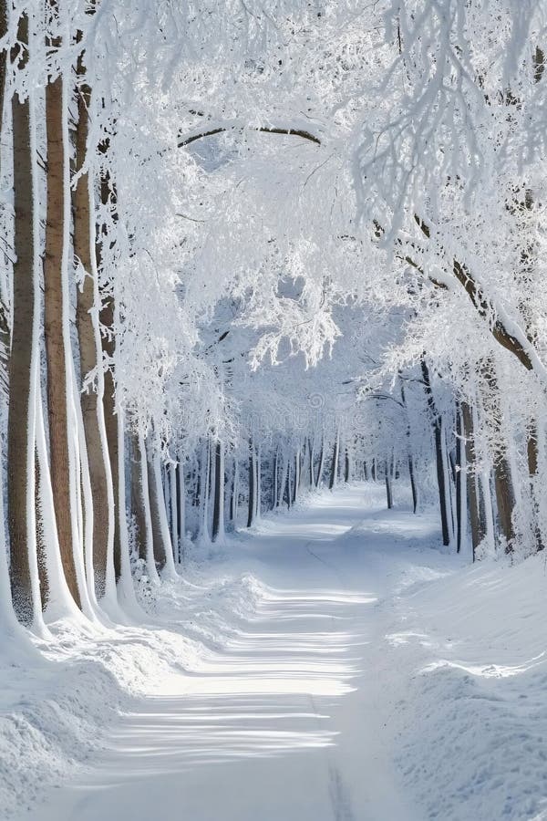 Snowy Path through Winter Forest, Magical Snow High Quality Image Stock ...
