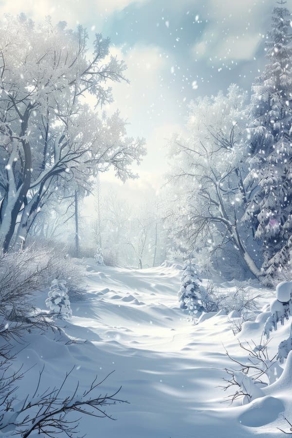 Snowy Path in a Winter Forest, Perfect for Seasonal Designs Stock Photo ...