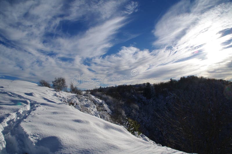 Snowy pathway stock photo. Image of saleve, trip, switzerland - 41895160