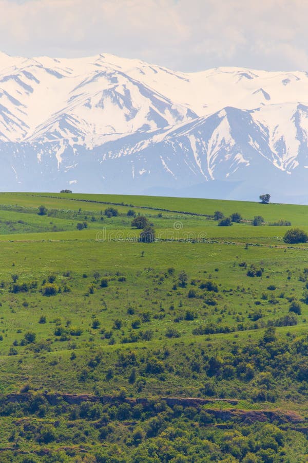 Snowy Peaks of Mountains in Spring in Kazakhstan Stock Image - Image of ...
