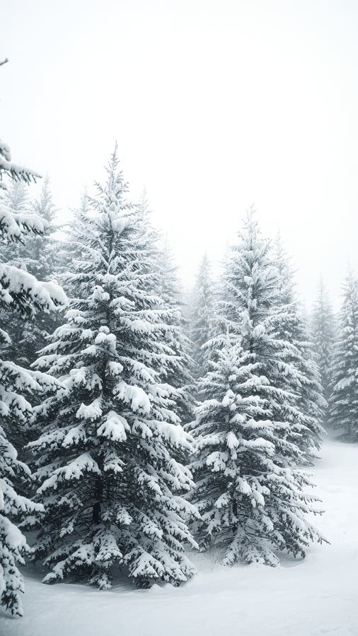 Snowy Pine Trees in a Winter Wonderland Stock Illustration ...