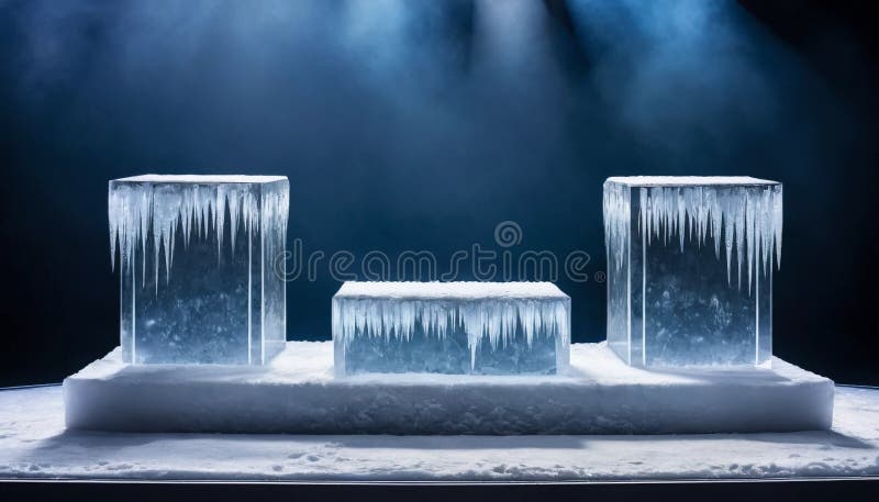 Snowy Podium with Crystalline Ice Texture Stock Illustration ...