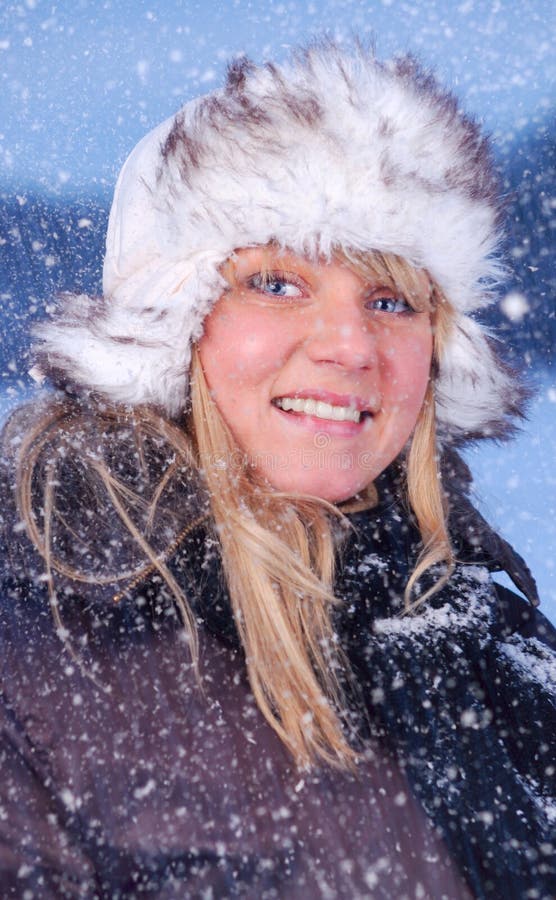 Snowy portrait stock photo. Image of girl, blue, cool - 12913808