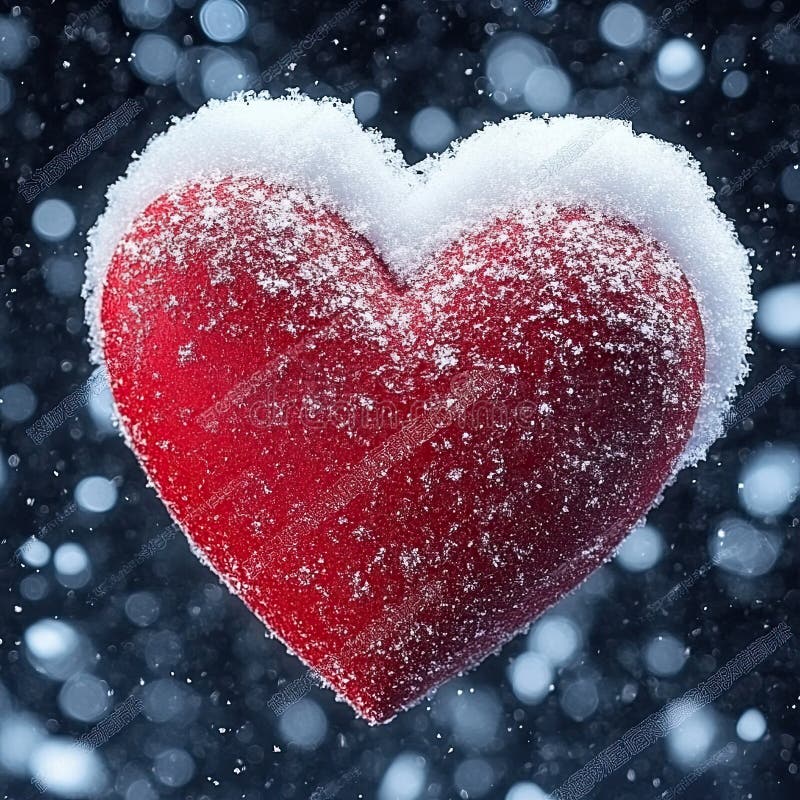 Snowy Red Heart stock illustration. Illustration of romance - 351466467