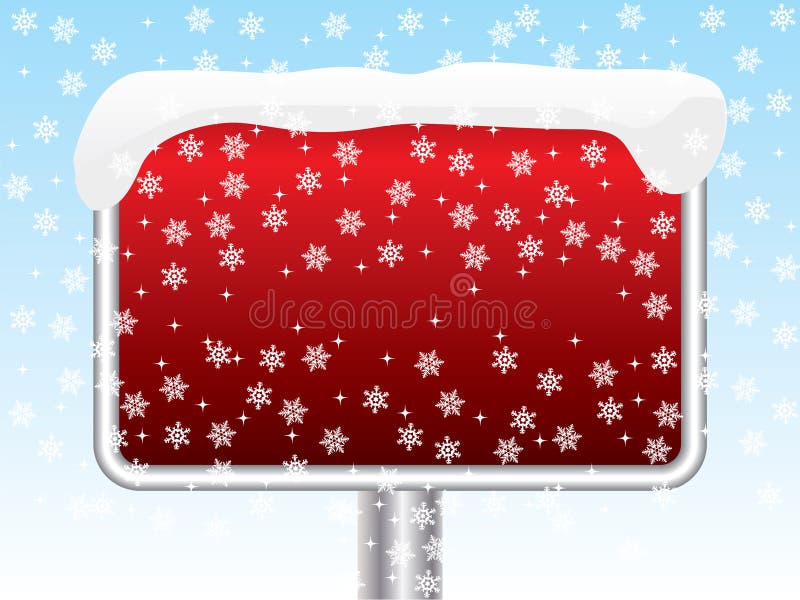 Snowy red sign stock vector. Illustration of snowflake - 13002597