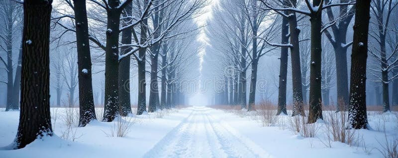 Snowy Reed Forest with Bare Branches and White Snowfall Forest Tree ...