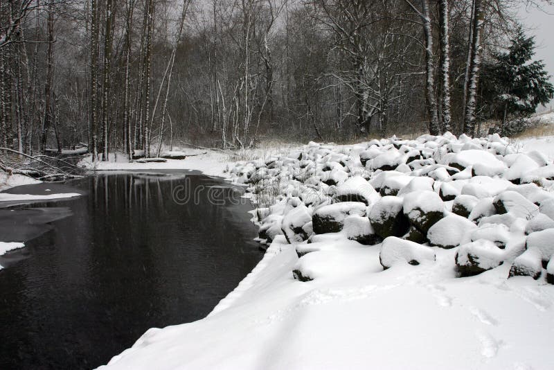Snowy river. stock image. Image of blizzard, blanket, freeze - 127139