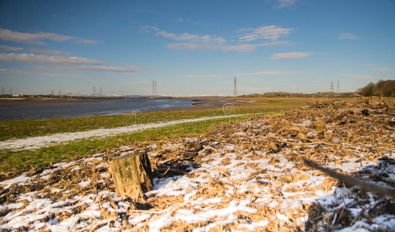 Snowy river bank stock photo. Image of bank, snowy, river - 138974660