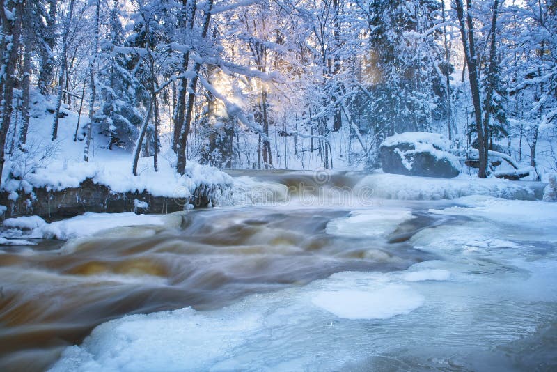 Snowy river stock image. Image of blue, forest, dream - 47072223