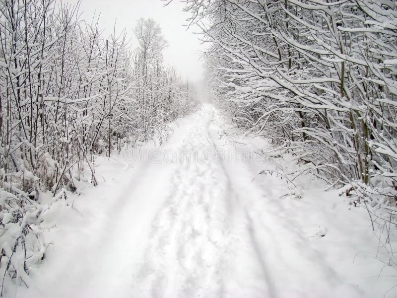 Snowy road stock image. Image of snow, paper, vehicle - 7640373