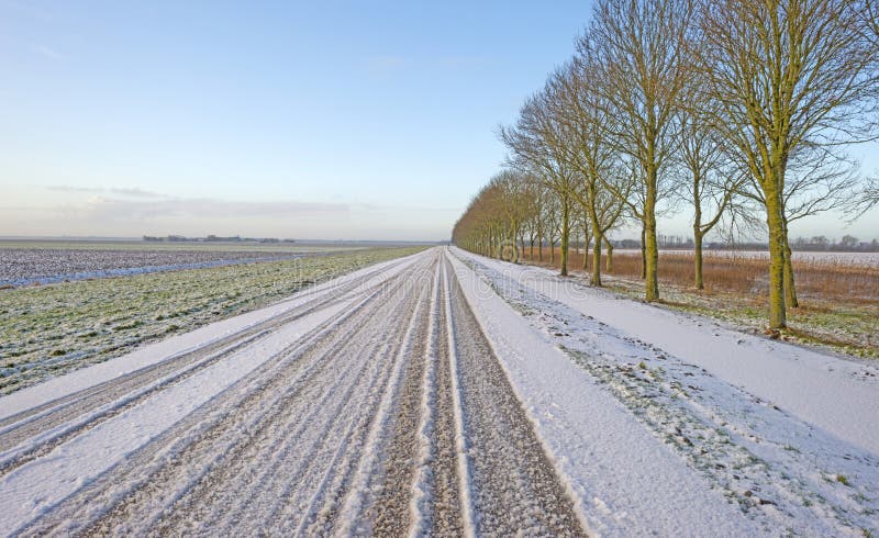 Snowy Road through the Countryside Stock Photo - Image of scenic ...