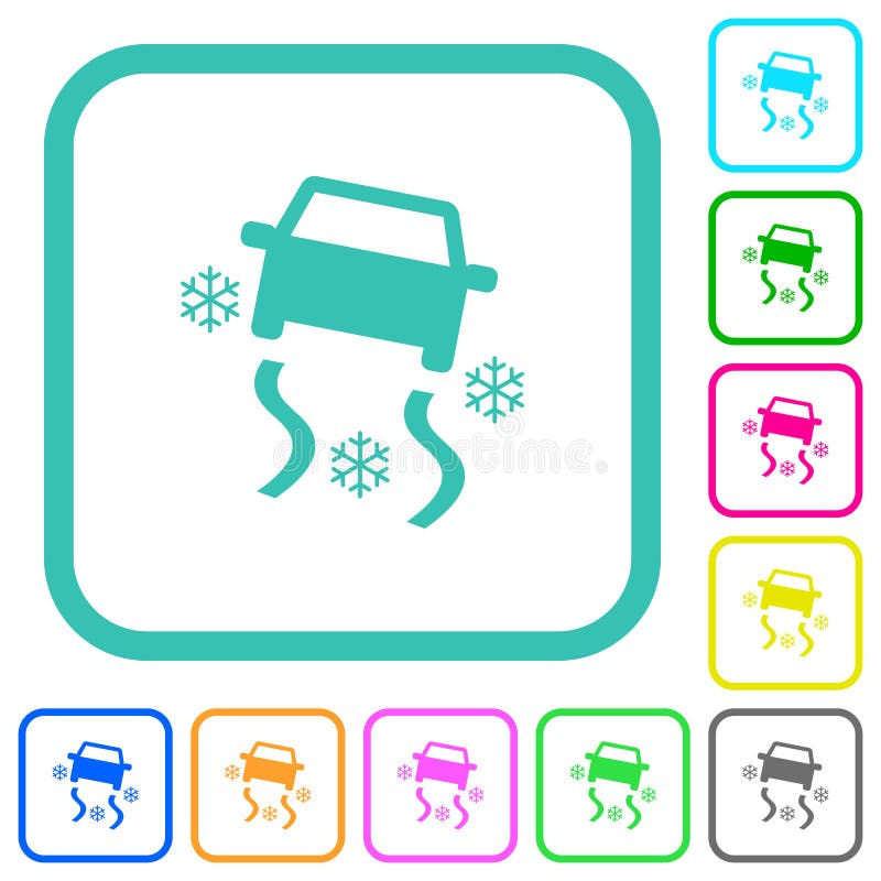 Snowy Road Vivid Colored Flat Icons Stock Vector - Illustration of ...