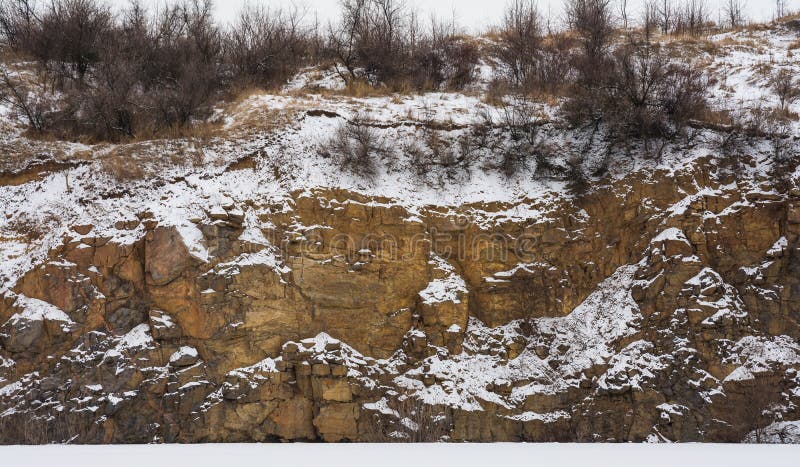 Snowy rocks stock image. Image of orange, cold, snow - 88352387