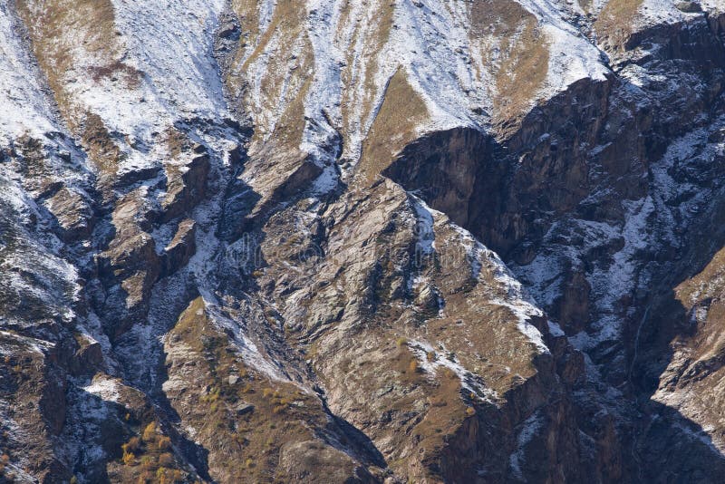 Snowy Rocky Colorless Mountain Slope. Stock Image - Image of blue, snow ...