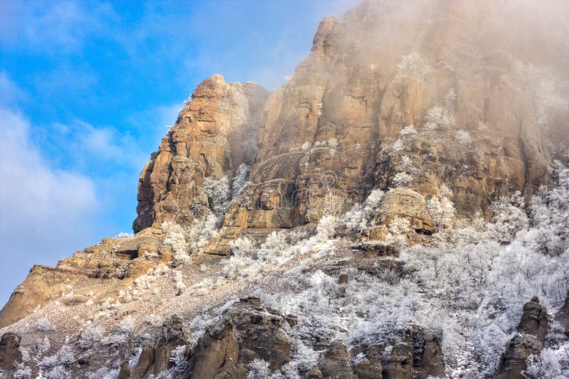 Snowy rocky mountains stock photo. Image of background - 18673198