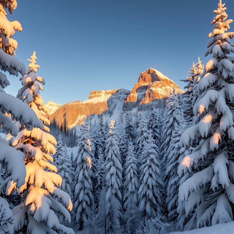 Snowy Rocky Mountains with Morning Light Stock Illustration ...