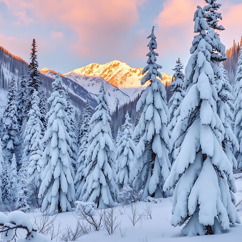 Snowy Rocky Mountains with Morning Light Stock Illustration ...