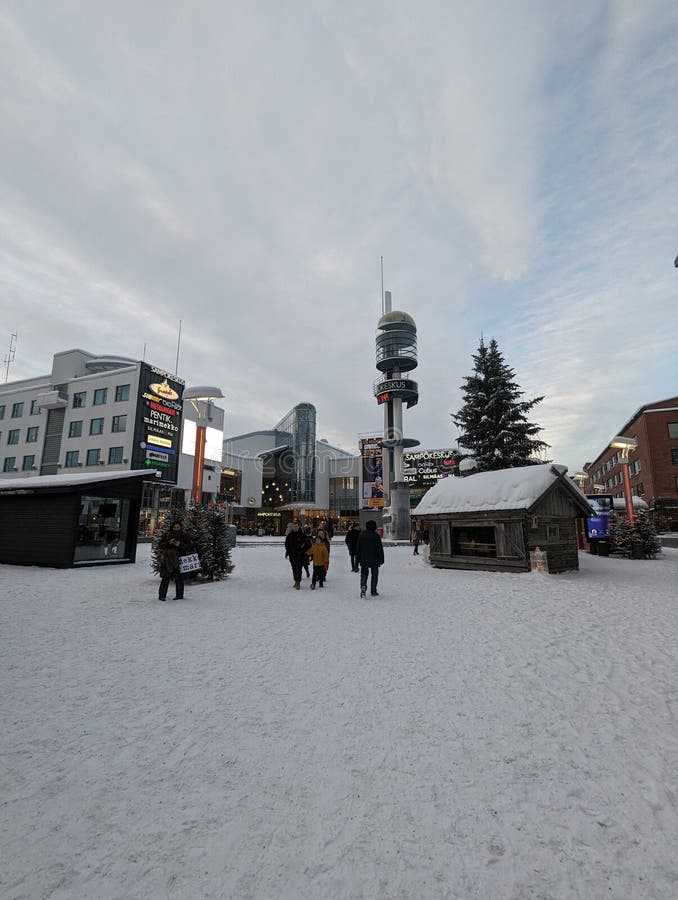 Snowy Rovaniemi Centre Outside Sampokeskus in Lapland Editorial Photo ...