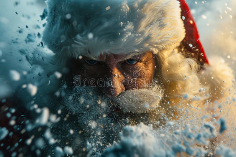 Snowy Santa Claus Explosion Festive Theme - AI Generated Stock ...
