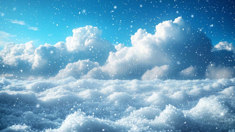 Captivating Snowy Clouds Under a Bright Blue Sky Stock Illustration ...