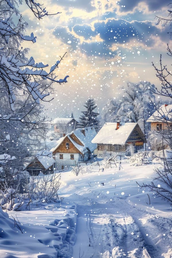A Snowy Scene with a House in the Distance. Suitable for Winter Themes ...