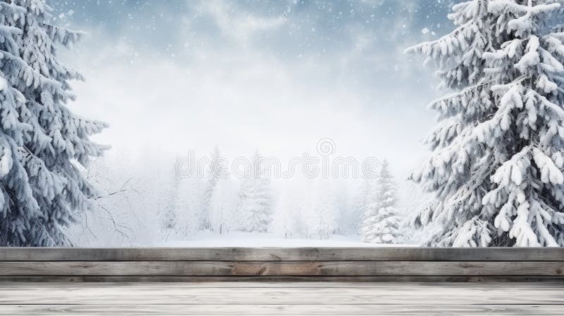 A Snowy Scene with Pine Trees in the Foreground, Winter Background with ...