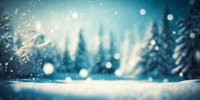 Snowy Scene with Trees and Snow Flakes. Generative AI Stock ...