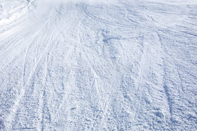 Snowy Slope with Traces of Beds on the Slope. Stock Photo - Image of ...