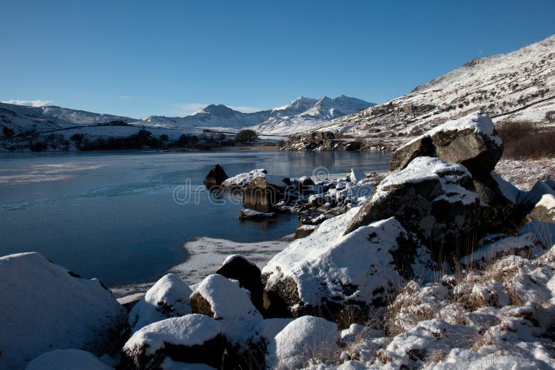 Snowy Snowdonia stock photo. Image of winter, park, scene - 21684146