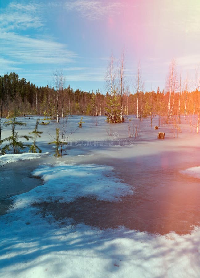 Snowy spring landscape stock photo. Image of landscape - 114637204