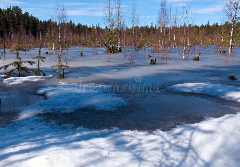 Snowy spring landscape stock image. Image of countryside - 70439485