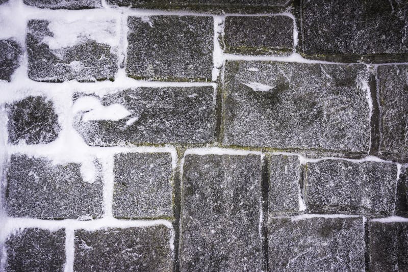 Snowy stone wall structure stock image. Image of material - 106538669