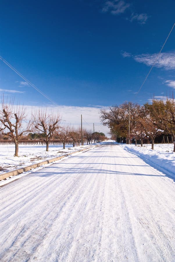 Snowy street stock image. Image of outdoor, land, snowy - 20782705