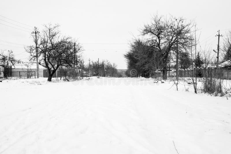 Snowy street stock image. Image of outdoors, scene, road - 86381365