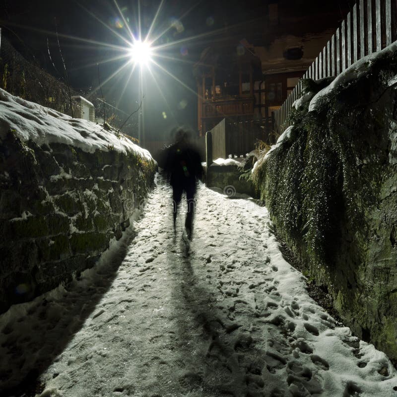 Snowy street stock photo. Image of dream, black, danger - 32828624