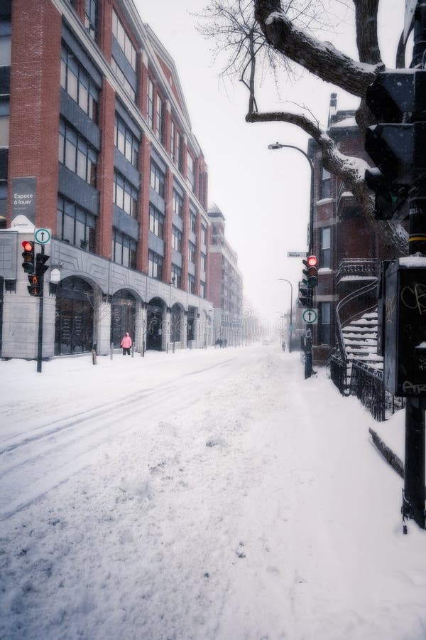 Snowy Street in Montreal Canada Editorial Photography - Image of quebec ...