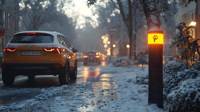 Snowy Street Scene 3D Illustration Stock Illustration - Illustration of ...