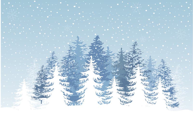 Snowy Trees Background Template Stock Vector - Illustration of holiday ...