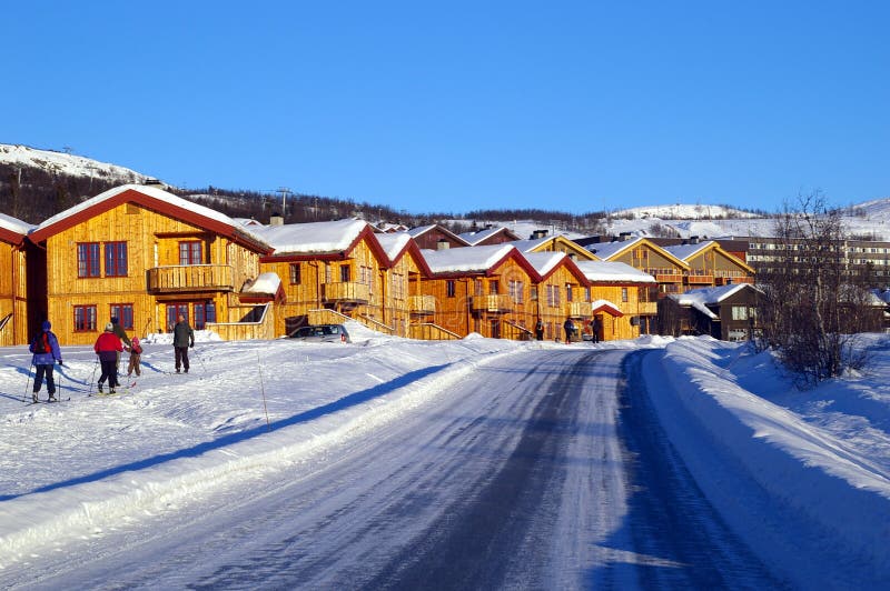 Snowy village in Norway stock photo. Image of snowy, town - 3981852