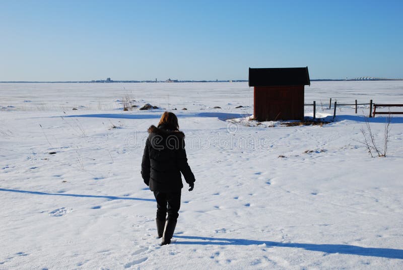 Snowy walk stock photo. Image of tracks, kalmarsund, relaxation - 23423736