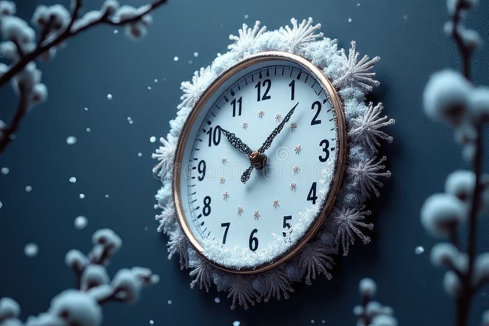 Snowy Wall Clock stock illustration. Illustration of generative - 371903571