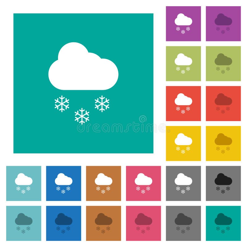 Snowy Weather Square Flat Multi Colored Icons Stock Vector ...