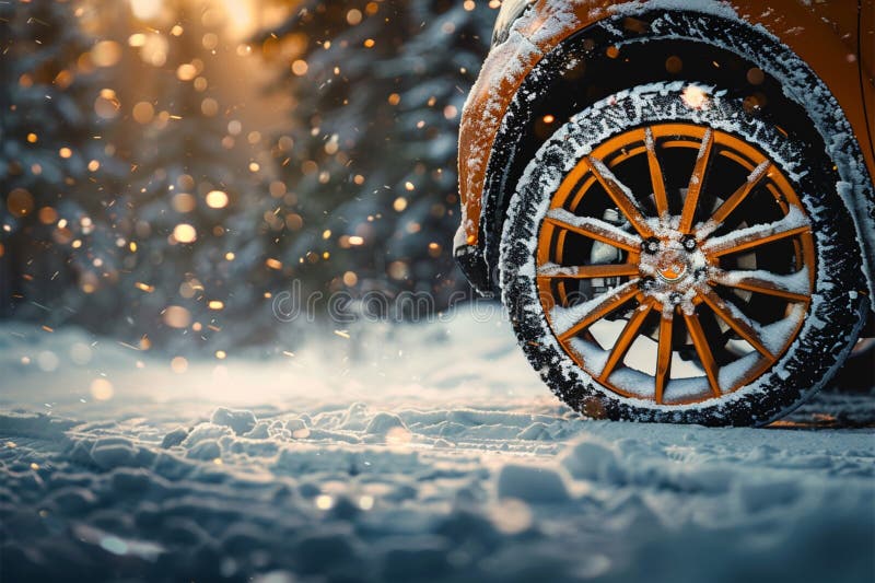 Snowy Wheel Car Wheel in Snow, an Icy and Textured Scene Stock ...