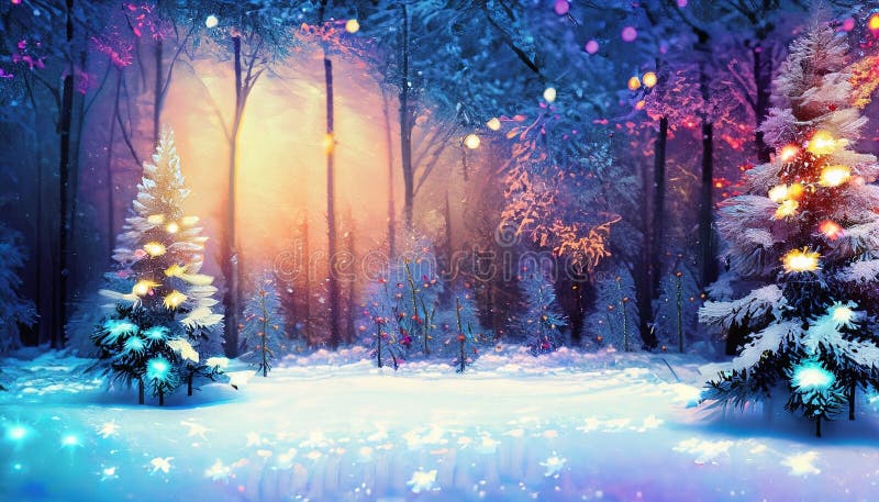 Snowy Winter Forest Suitable As a Banner Stock Illustration ...