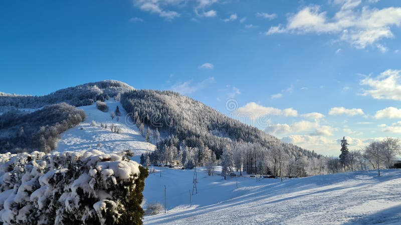 Snowy winter hill stock image. Image of wilderness, winter - 207428365