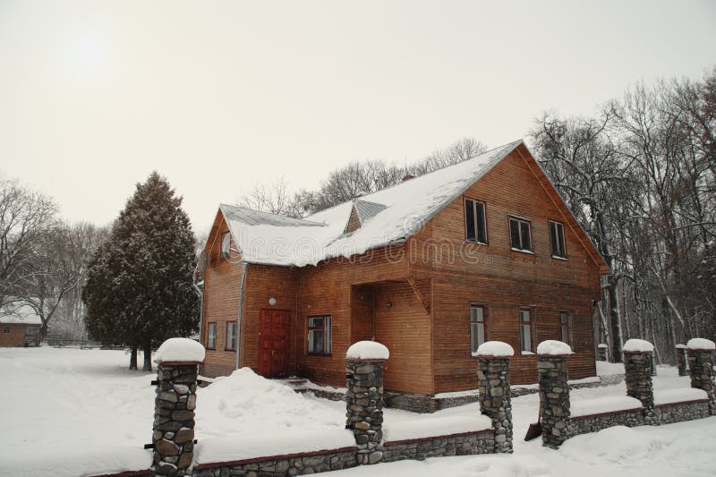 Snowy winter house stock photo. Image of blue, nature - 27626654