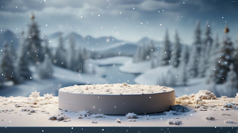 Snowy Winter Landscape with Platform Stock Image - Image of snow ...