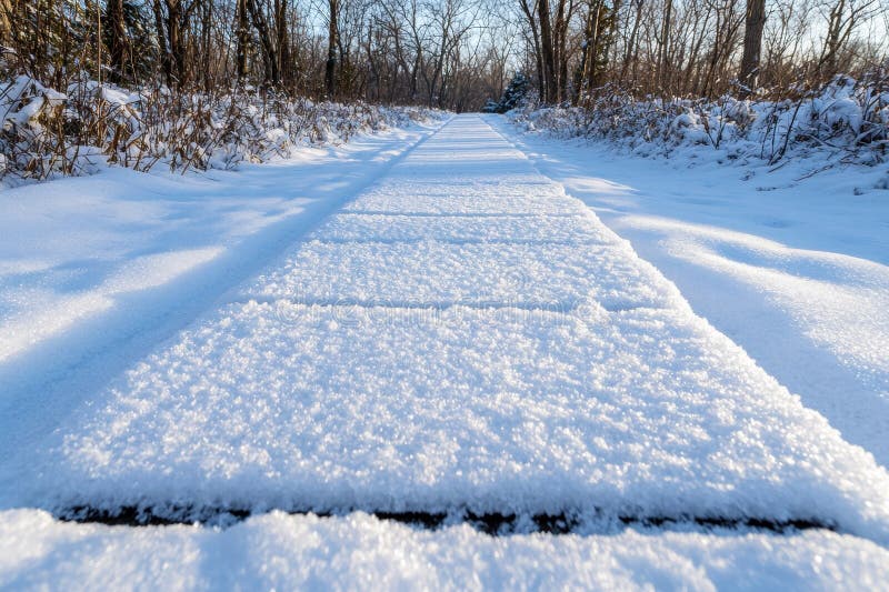 Snowy Winter Path through the Woods Stock Illustration - Illustration ...
