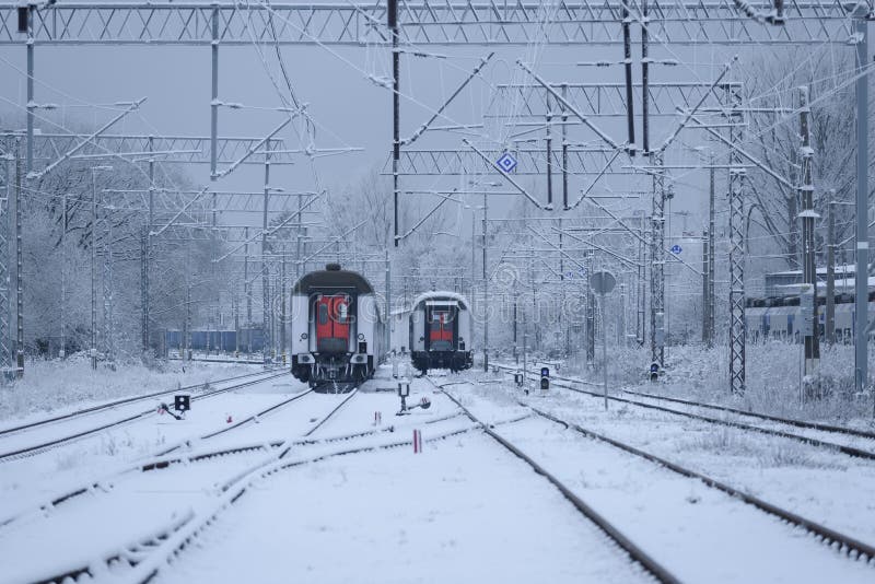 SNOWY WINTER on the RAILWAY Stock Image - Image of freeze, chill: 264411893